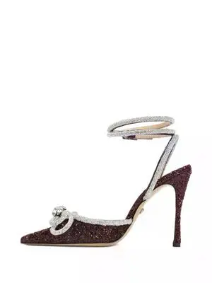 Mach & Mach 110mm Double Bow Crystal-embellished Pumps - Red