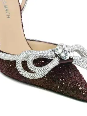 Mach & Mach 110mm Double Bow Crystal-embellished Pumps - Red