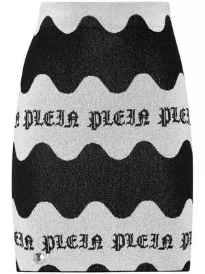 Philipp Plein Logo-jacquard Lurex Miniskirt - Black