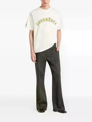 COURREGES Logo-print T-shirt - Neutrals