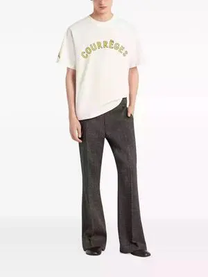 COURREGES Logo-print T-shirt - Neutrals