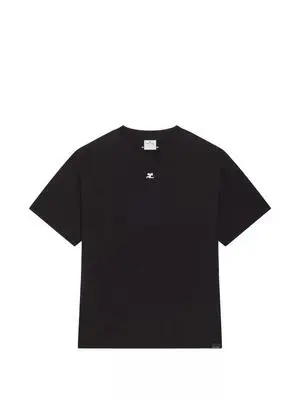 COURREGES Logo-embroidered Short-sleeve T-shirt - Black