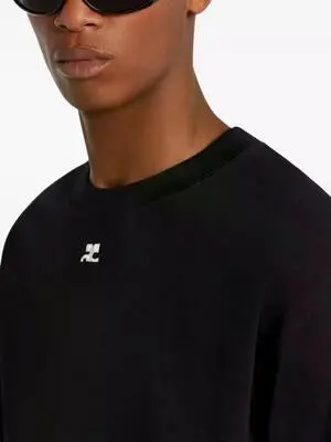 COURREGES Logo-embroidered Short-sleeve T-shirt - Black
