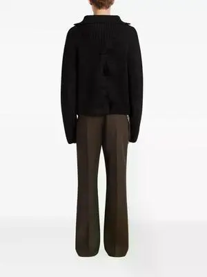 COURREGES Zip-neck Ribbed-knit Sweater - Black
