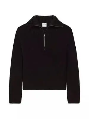 COURREGES Ribbed Knit Embroidered Logo Sweater - Black