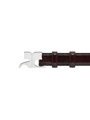 COURREGES Logo-buckled Leather Belt - Brown