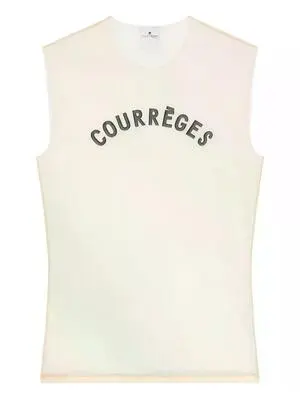 COURREGES Logo-print Sleeveless Top - Neutrals