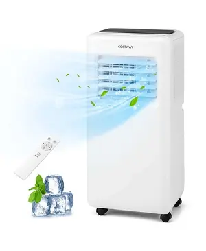 COSTWAY 8000 Btu Portable Air Conditioner 3 In 1 Air Cooler With Fan & Dehumidifier 5000 Btu - White