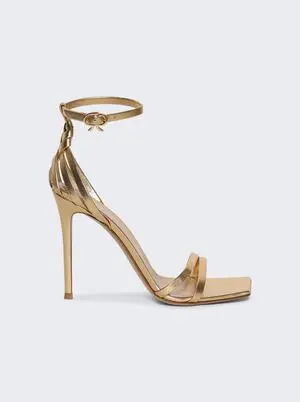 GIANVITO ROSSI Metallic Leather Heeled Sandals - Silver
