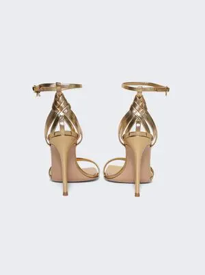 GIANVITO ROSSI Metallic Leather Heeled Sandals - Silver