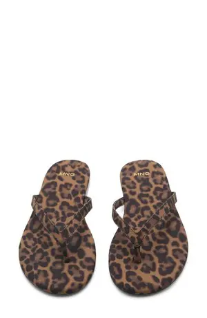 Mango Leopard Print Flip-flops