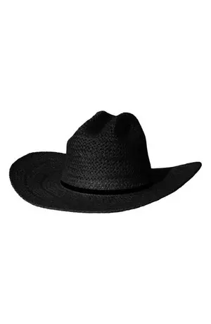 Janessa Leoné Aiden Straw Cowboy Hat - Black
