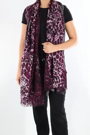 La Fiorentina Animal Print Scarf - Amethyst