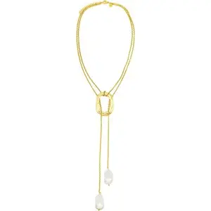 PETIT MOMENTS Solar Faux Pearl Y-necklace - Gold