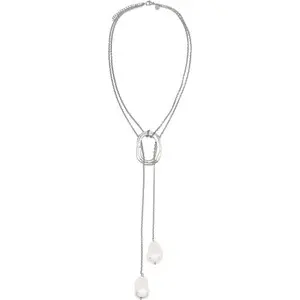 PETIT MOMENTS Solar Faux Pearl Y-necklace - Silver