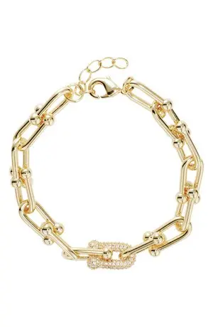ATHRA LUXE Horseshoe Pavé Chain Bracelet - Gold