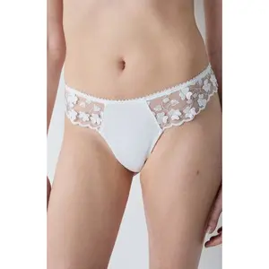 ETAM Amour Embroidered Tanga Thong - Ecru