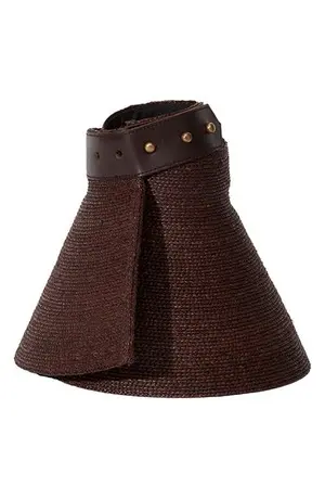 Janessa Leoné Birdie Packable Wide Brim Straw Visor - Chocolate