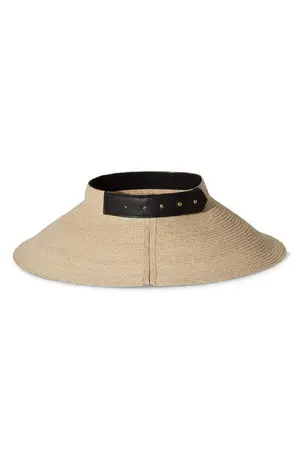 Janessa Leoné Birdie Packable Wide Brim Straw Visor - Natural