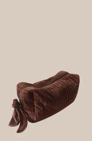 NĒMAH Velvet Beauty Bag - Brown