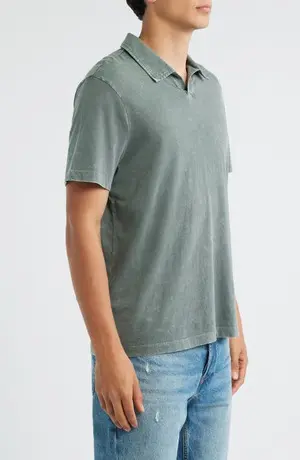 THREADS 4 THOUGHT Jared Mineral Wash Cotton Polo - Seagrass