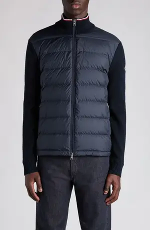 Moncler Padded Zip Cardigan - Obsidian Blue