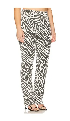 Good American Zebra Print Straight Leg Jeans