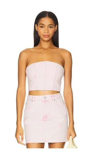 FLEUR DU MAL Colored Denim Bustier Top