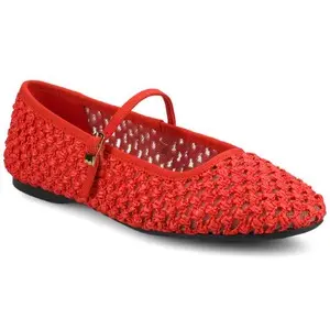 BIRDIES The Hummingbird Mary Jane Openweave Flat - Red