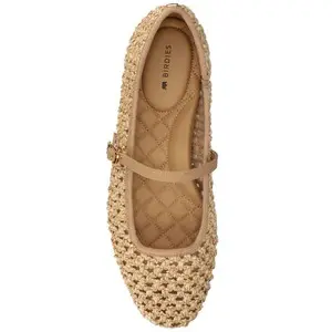 BIRDIES The Hummingbird Mary Jane Openweave Flat - Tan