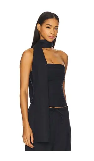 Lioness Island Bodice Top With Attached Scarf - Navy