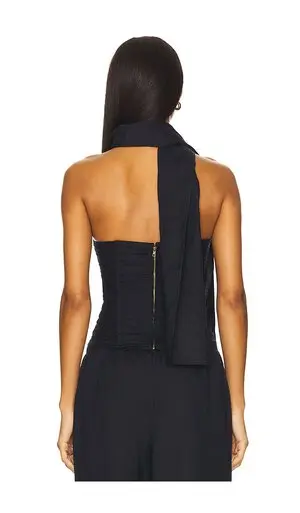 Lioness Island Bodice Top With Attached Scarf - Navy