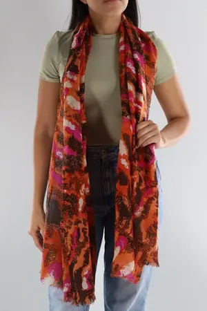 La Fiorentina Abstract Print Scarf - Orange