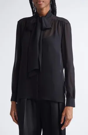 Michael Kors Tie-neck Silk Chiffon Blouse