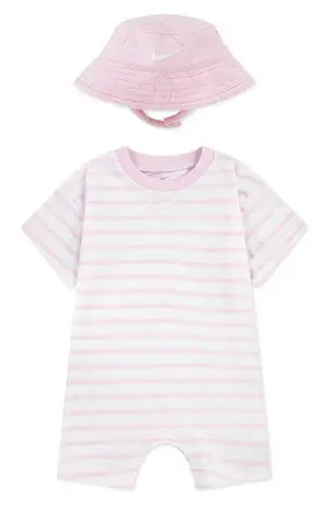 Nike Cotton-blend Terry Romper And Hat Set - Pink Foam