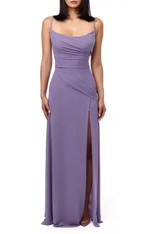 Naked Wardrobe Mesh Overlay Maxi Dress - Lavender