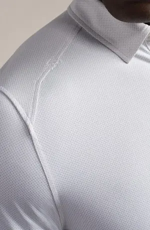 RHONE Commuter Slim Fit Performance Polo - Sleet Gray Micro Grid
