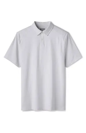 RHONE Commuter Slim Fit Performance Polo - Sleet Gray Micro Grid