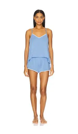 Eberjey Frida Cami & Short Pj Set In Blue - Cornflower Blue & White