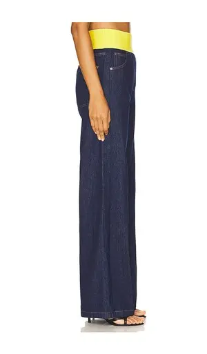 MSGM Wide Leg Denim Jeans With Stretch Waistband