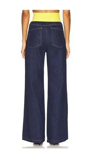 MSGM Wide Leg Denim Jeans With Stretch Waistband