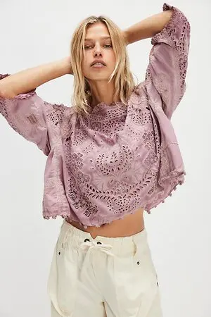 MAGNOLIA PEARL Eyelet Adelise Blouse - Pink