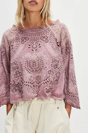 MAGNOLIA PEARL Eyelet Adelise Blouse - Pink