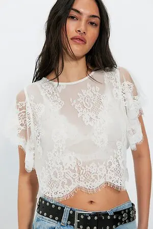 Ivory Lace Top Tops