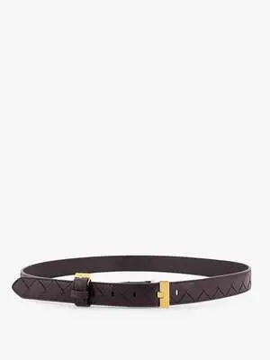 Bottega Veneta Leather Belt With Intrecciato Motif - Brown