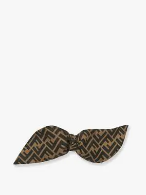 Fendi FF Motif Silk Twill Hair Clip Brown