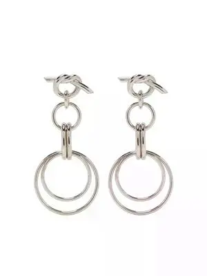 ESHVI Sterling Drop Hoop Earrings - Silver