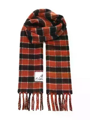 Marni Checked Fringed Scarf - Red