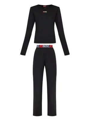 DIESEL Gilda-d-core Logo-waistband Pajama Set - Black