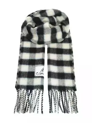 Marni Plaid Fringed Scarf - Black